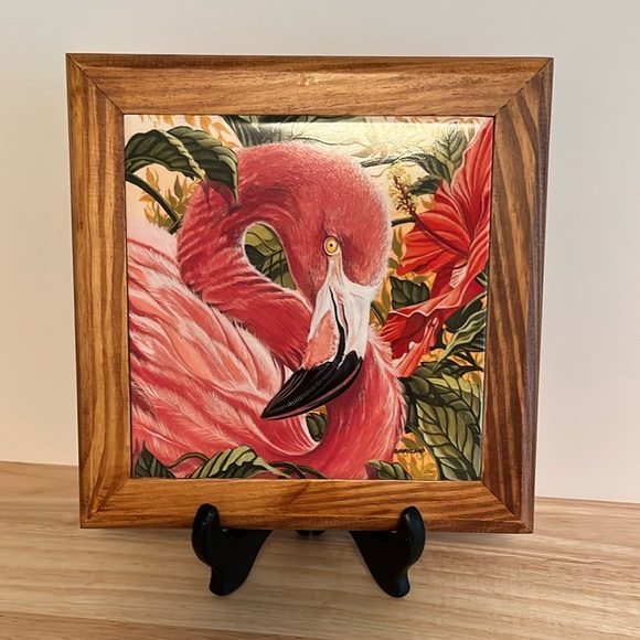 Vintage | Accents | Vintage Cape Shore Tile Wood Flamingo Trivet Art ...